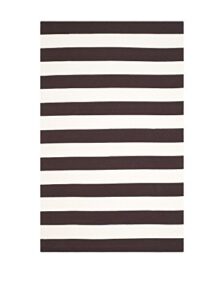 safavieh montauk collection 5′ x 8′ chocolate/ivory mtk712p handmade flatweave boho farmhouse cotton stripe living room dining bedroom area rug