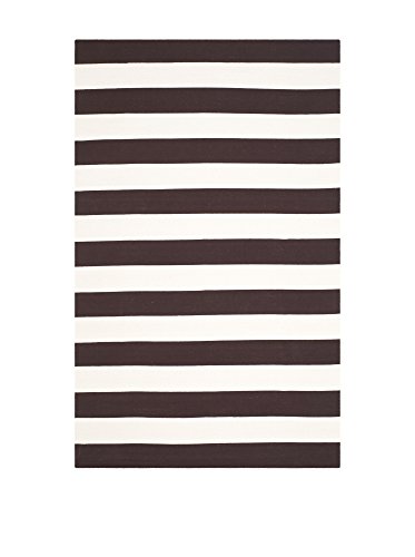 SAFAVIEH Montauk Collection 5' x 8' Chocolate/Ivory MTK712P Handmade Flatweave Boho Farmhouse Cotton Stripe Living Room Dining Bedroom Area Rug