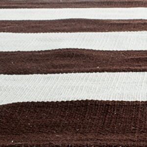 SAFAVIEH Montauk Collection 5' x 8' Chocolate/Ivory MTK712P Handmade Flatweave Boho Farmhouse Cotton Stripe Living Room Dining Bedroom Area Rug