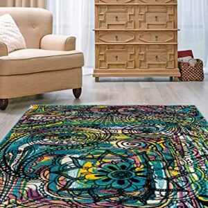 Unique Loom Metro Collection Modern Abstract Henna Floral Area Rug, 9 x 12 ft, Black/Ivory