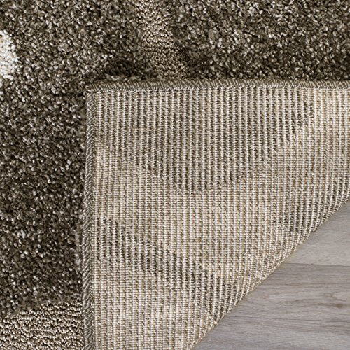 SAFAVIEH Florida Shag Collection 5'3" x 7'6" Smoke / Beige SG459 Floral Non-Shedding Living Room Bedroom Dining Room Entryway Plush 1.2-inch Thick Area Rug