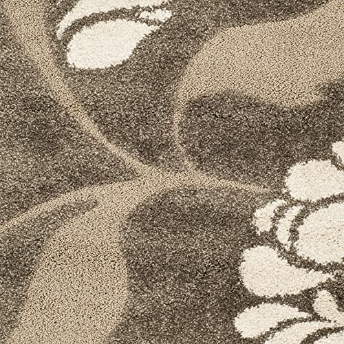 SAFAVIEH Florida Shag Collection 5'3" x 7'6" Smoke / Beige SG459 Floral Non-Shedding Living Room Bedroom Dining Room Entryway Plush 1.2-inch Thick Area Rug