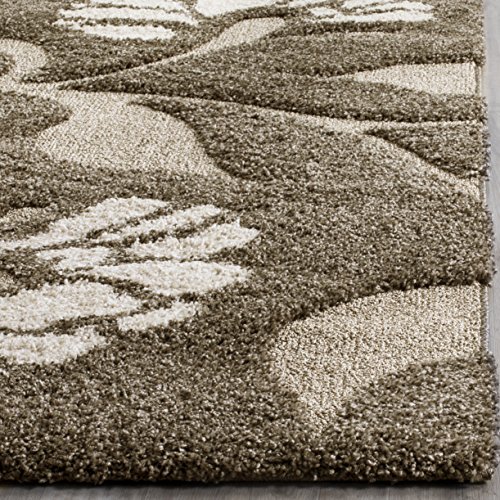 SAFAVIEH Florida Shag Collection 5'3" x 7'6" Smoke / Beige SG459 Floral Non-Shedding Living Room Bedroom Dining Room Entryway Plush 1.2-inch Thick Area Rug