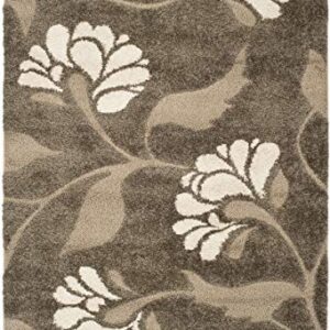 SAFAVIEH Florida Shag Collection 5'3" x 7'6" Smoke / Beige SG459 Floral Non-Shedding Living Room Bedroom Dining Room Entryway Plush 1.2-inch Thick Area Rug