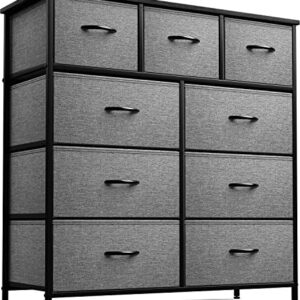 Sorbus Dresser with 9 Drawers - Furniture Storage Chest Tower Unit for Bedroom, Hallway, Closet, Office Organization - Steel Frame, Wood Top, Easy Pull Fabric Bins (9 Drawers, Black)