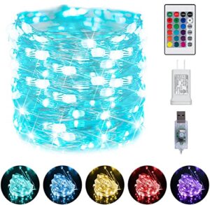 minetom color changing fairy string lights: 66 feet 200 led waterproof twinkle lights with remote and plug and 4 light modes for craft bedroom ceiling wedding christmas 16 colors