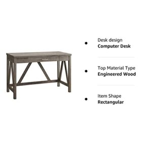 Walker Edison Rustic Farmhouse Wood Computer Writing Desk Home Office Workstation Small, 46 Inch, Grey