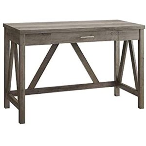 walker edison rustic farmhouse wood computer writing desk home office workstation small, 46 inch, grey