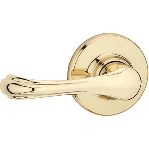 Kwikset 92001-523 Dorian Hall and Closet Lever in Polished Brass