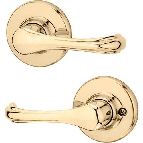 Kwikset 92001-523 Dorian Hall and Closet Lever in Polished Brass