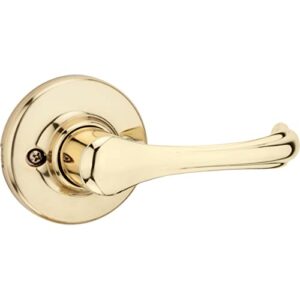 Kwikset 92001-523 Dorian Hall and Closet Lever in Polished Brass