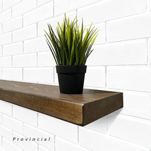 URBANDI, Rustic Floating Shelves, Set of 2, Hidden Bracket, Solid Wood, Heavy Duty, Wall Mounted Shelves, (Provincial, 36Wx12D)