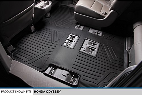 MAX LINER Custom Fit Floor Mats 3 Row Liner Set Black A0103/B0103 for 2011-2017 Honda Odyssey