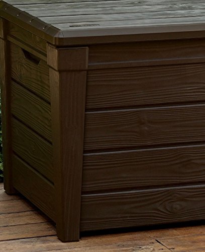 Keter Brightwood 120 Gallon Outdoor Resin Garden Patio Storage Furniture Deck Box