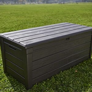 Keter Brightwood 120 Gallon Outdoor Resin Garden Patio Storage Furniture Deck Box