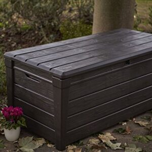 Keter Brightwood 120 Gallon Outdoor Resin Garden Patio Storage Furniture Deck Box