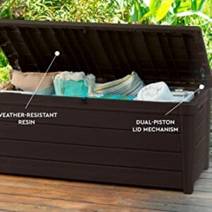 Keter Brightwood 120 Gallon Outdoor Resin Garden Patio Storage Furniture Deck Box