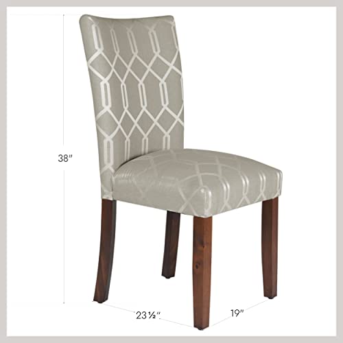 HomePop Parsons Classic Upholstered Accent Dining Chair, Set of 2, Pewter Grey and Lattice Cream