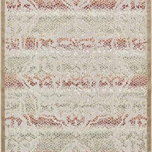 Unique Loom Modern Collection Distressed, High-Low Pile, Abstract, Vintage, Indoor and Outdoor Area Rug, 6 ft x 9 ft, Beige/Light Brown