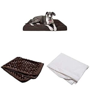 furhaven pet bundle – jumbo plus chocolate deluxe orthopedic ultra plush faux fur mattress, extra dog bed cover, & water-resistant mattress liner for dogs & cats