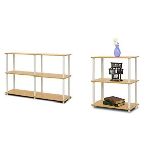 furinno 99130be/wh 3-tier double size storage display rack, beech/white & turn-n-tube display rack, 3-tier single, beech