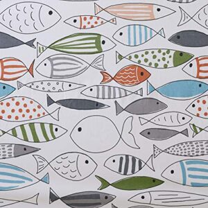 HipStyle - Sardinia - Modern Multi-color Fish - Cotton Printed - Designer Shower Curtain - 72" x 72" - Machine Washable