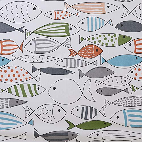 HipStyle - Sardinia - Modern Multi-color Fish - Cotton Printed - Designer Shower Curtain - 72" x 72" - Machine Washable