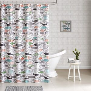 hipstyle – sardinia – modern multi-color fish – cotton printed – designer shower curtain – 72″ x 72″ – machine washable