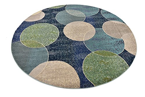 Unique Loom Chromatic Collection Modern Bokeh & Vibrant Abstract Area Rug for Any Home Décor, 8' 0" x 8' 0", Navy Blue/Beige