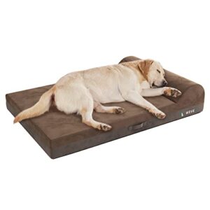 orthopedic dog bed, large dog bed with pillow, thicken gel memory foam flannel fabric dog bed, durable waterproof liner & removable washable cover with anti-slip bottom, sizes large brown