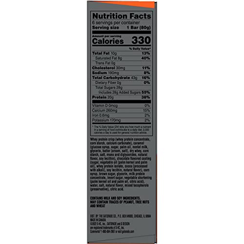 Gatorade Whey Protein Recover Bars, Chocolate Caramel, 6 Count