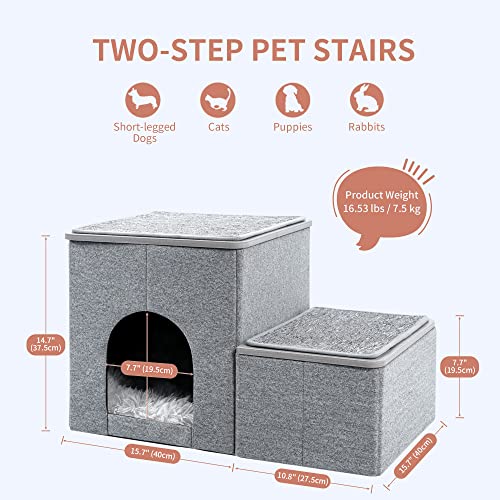 Made4Pets Dog Stairs for High Beds, Small Dogs Pet Steps Stool to Get on Bed, Cat Stairs Ladder, Puppy Toy Storage Folding Doggie Ramp for Couch, Car, Home