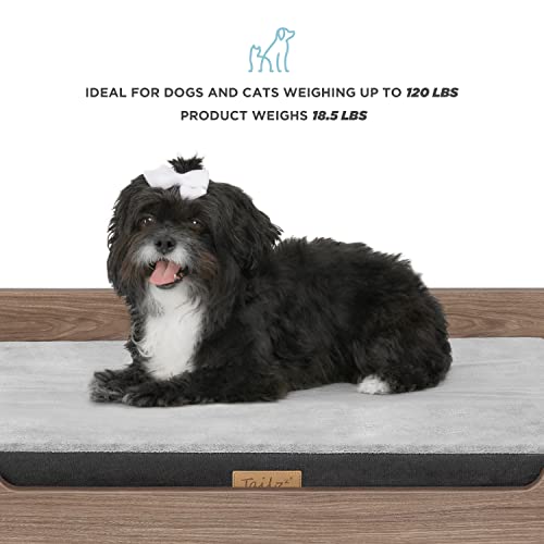 Wooden Dog Bed and Dog Couch with Water-Resistant Mattress, Small to Medium Elevated Pet Bed with Calming mattress, Greenguard Gold Certified, Dog Beds & Furniture, Milo - TailZzz