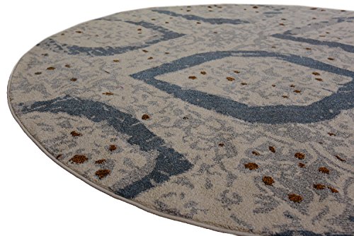 Unique Loom Estrella Collection Modern Abstract Cream Round Rug (8' 0 x 8' 0)