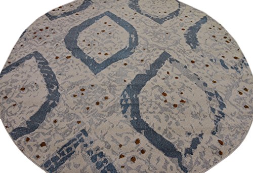 Unique Loom Estrella Collection Modern Abstract Cream Round Rug (8' 0 x 8' 0)