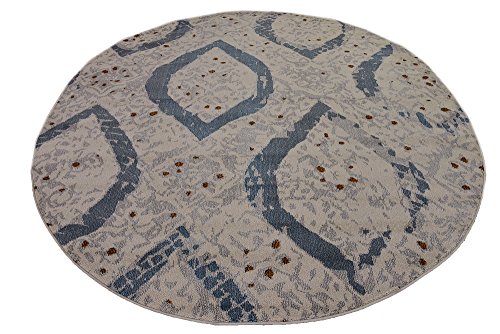 Unique Loom Estrella Collection Modern Abstract Cream Round Rug (8' 0 x 8' 0)