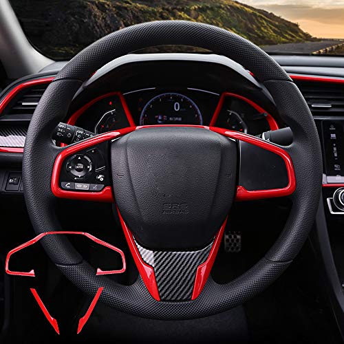 BOYUER 15PCS Civic Interior Full Accessories Center Console Gear Box Cover Trim Steering Wheel Trims Decoration Stickers for 10th Gen Honda Civic 2021 2020 2019 2018 2017 2016(RED)