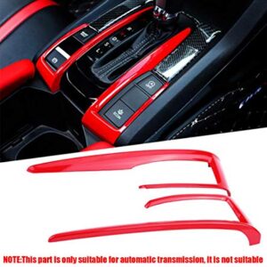 BOYUER 15PCS Civic Interior Full Accessories Center Console Gear Box Cover Trim Steering Wheel Trims Decoration Stickers for 10th Gen Honda Civic 2021 2020 2019 2018 2017 2016(RED)