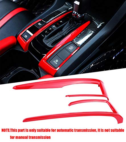 BOYUER 15PCS Civic Interior Full Accessories Center Console Gear Box Cover Trim Steering Wheel Trims Decoration Stickers for 10th Gen Honda Civic 2021 2020 2019 2018 2017 2016(RED)