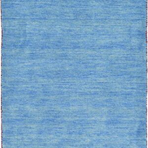 Unique Loom Solid Gava Collection 100% Natural Twisted Wool Modern Light Blue Area Rug (3' x 5')