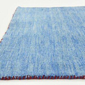 Unique Loom Solid Gava Collection 100% Natural Twisted Wool Modern Light Blue Area Rug (3' x 5')