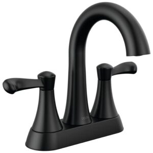 delta faucet esato matte black bathroom faucet, centerset bathroom faucet black, bathroom sink faucet, drain assembly included, matte black 25897lf-bl