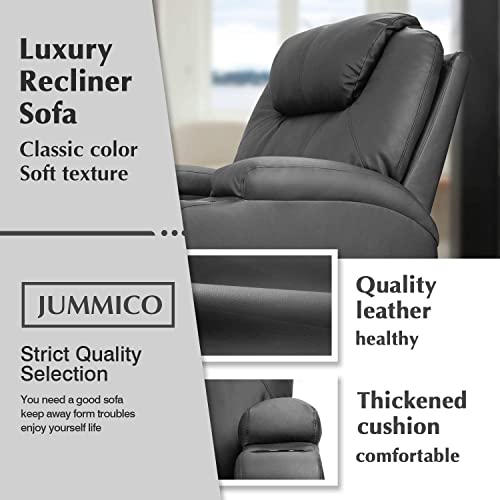 JUMMICO Recliner Chair Rocking Massage Recliner Chairs Heated Home Sofa PU Leather Ergonomic Living Room Chair Overstuffed Cushion Lounge 360 Degree Swivel and Rocking (Black)