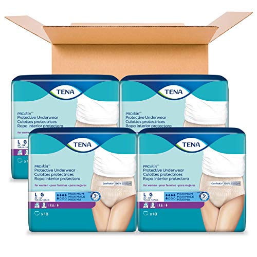 TENA Incontinence Underwear for Women, Maximum Absorbency, ProSkin - Large - 72 Count