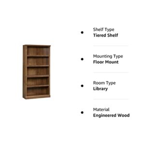 Sauder 5-Shelf Split Bookcase, Oiled Oak finish