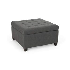 christopher knight home hedda tufted fabric storage ottoman, dark gray, dark brown