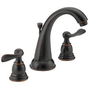 delta faucet windemere widespread bathroom faucet oil rubbed bronze, bathroom faucet 3 hole, metal drain assembly, oil rubbed bronze b3596lf-ob