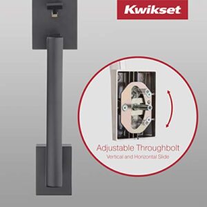 Kwikset Vancouver Low Profile Front Lock Handleset with Microban Including Slim Modern Halifax Door Lever Handle Featuring SmartKey Security, Iron Black 98180-015