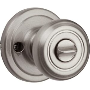 Kwikset Cameron Keyed Entry Door Knob with Microban Antimicrobial Protection featuring SmartKey Security in Satin Nickel