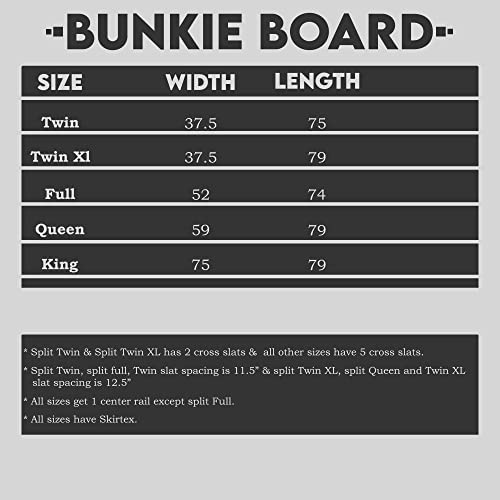 Mayton, 1.5-Inch Split Fully Assembled Bunkie Board for Mattress/Bed Support, Twin, Grey